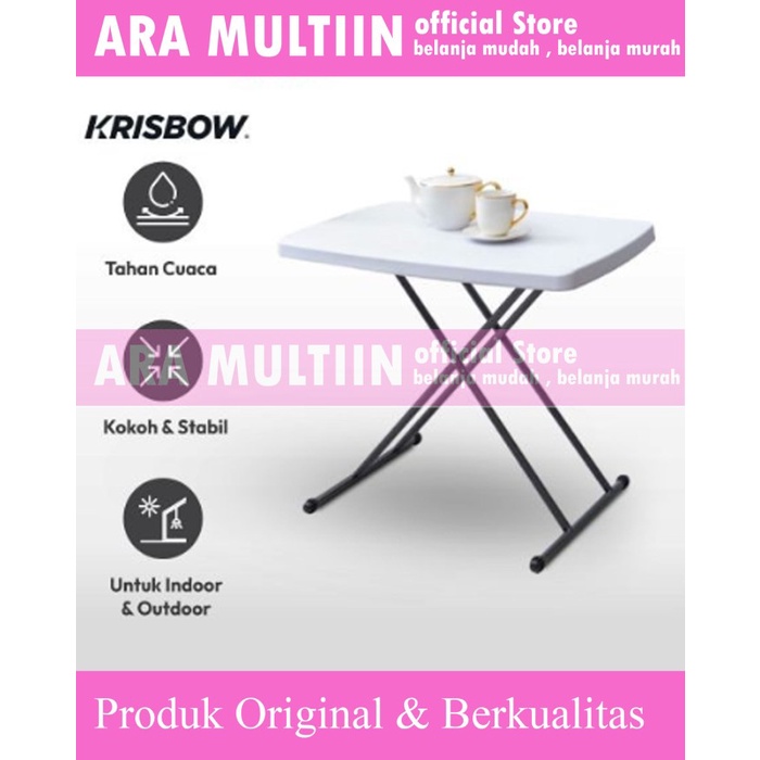 Jual KRISBOW meja lipat portabel adjustable ukuran 76x50x35-71.5 cm ...