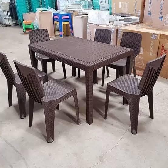 Jual 1 Set meja Makan Plastik 120 ODT-R + 6 Kursi Olymplast Rotan OL ...