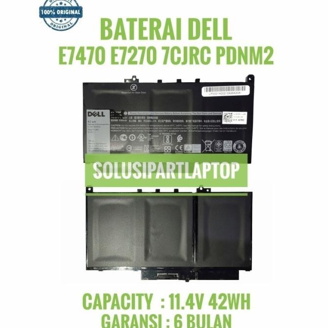 Jual ORIGINAL Baterai Battery Dell E7270 E7470 7270 7470 Series 7CJRC ...