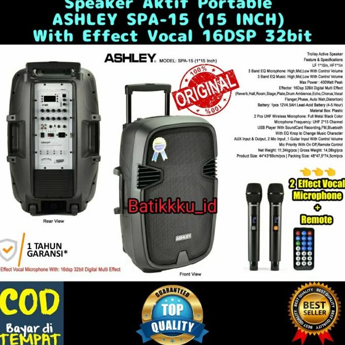 Jual Speaker Aktif Portable Ashley Spa 15 Spa15 Original 15 Inch Effect ...