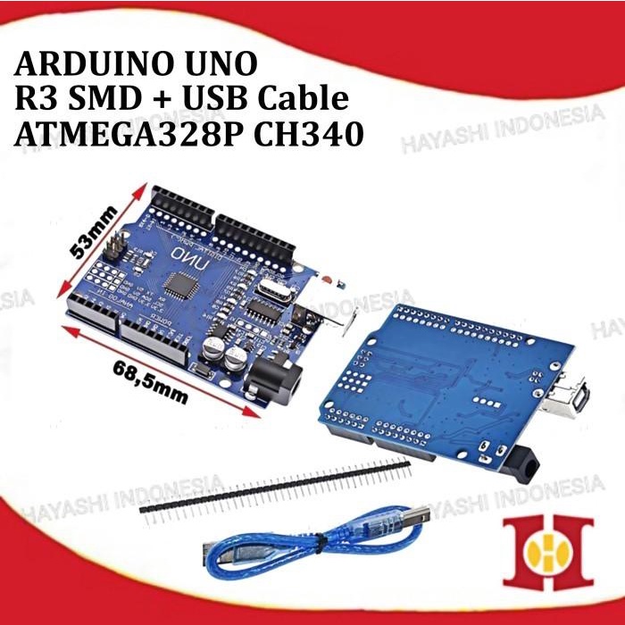 Jual Arduino Uno R3 SMD CH340 ATMEGA328P + PIN HEADER + KABEL USB Best ...