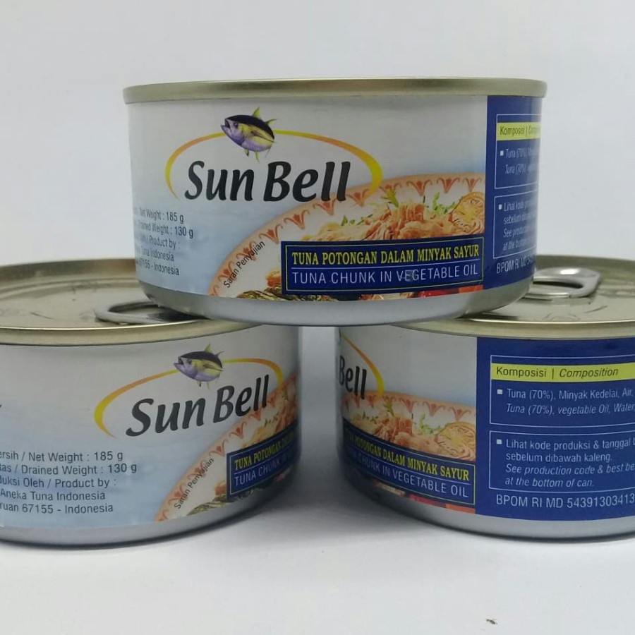 Jual SUNBELL TUNA CHUNK IN VEGETABLE OIL 185 G SUN BELL TUNA KALENG ...