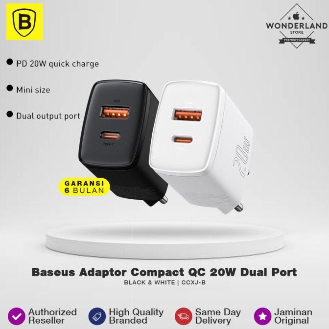 Jual Baseus Adaptor 20W Compact Quick/Fast Charger Dual Port U+C Pd Qc ...