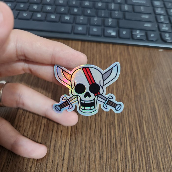 Jual Sticker Hologram Anime - PSH1797 - One Piece - Logo Red Hair a ...
