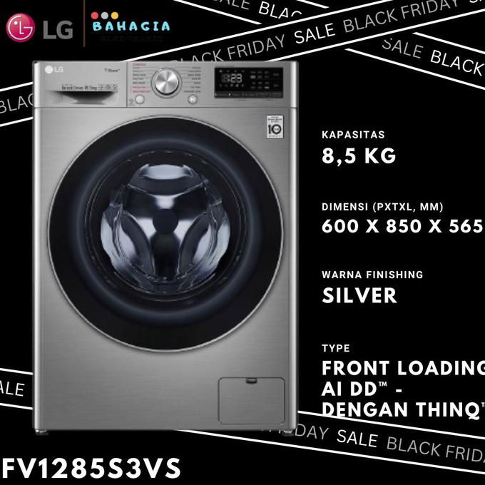 Jual mesin cuci lg fv1285s3vs front loading kapasitas 8.5kg inverter ...