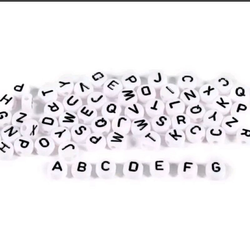 Jual (Pilih huruf)Abjad bulat putih tulisan hitam alphabet pipih ...