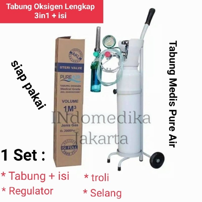 Jual TABUNG OKSIGEN 1M3 LENGKAP / TABUNG MEDIS / TABUNG SET OKSIGEN 3IN1 | Shopee Indonesia