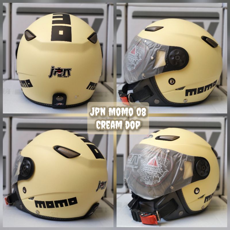 Jual Helm Jpn Momo Kaca Pilot Cream Dop | Shopee Indonesia