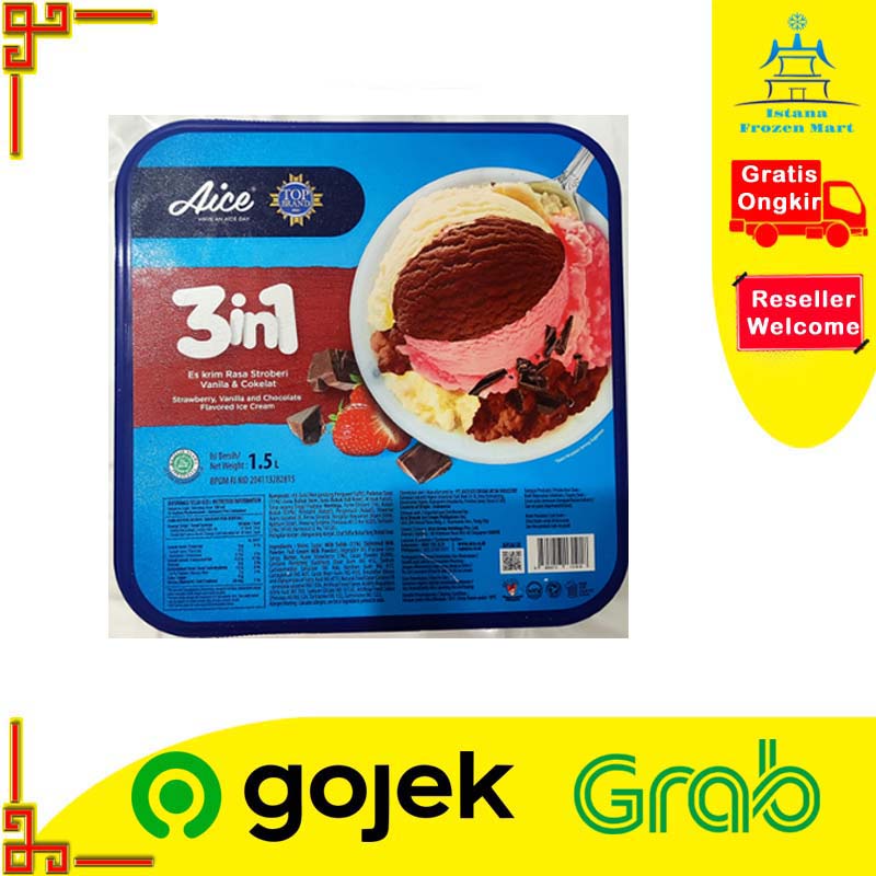 Jual 3in1 Ice Cream Bucket AICE Strawberry, Vanilla Dan Coklat 1.5 Liter | Shopee Indonesia
