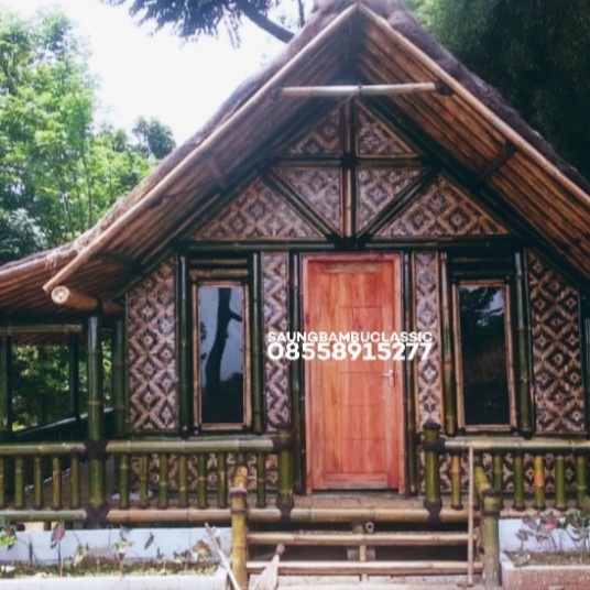 Jual DISKON SPESIAL SAUNG RUMAH BAMBU ATAP IJUK UKURAN 55 M TERBARU ...