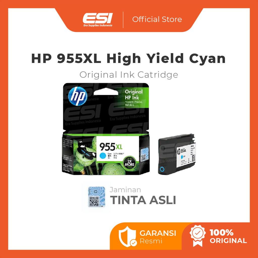 Jual HP 955XL High Yield Cyan Original Ink Cartridge (L0S63AA) | Shopee ...