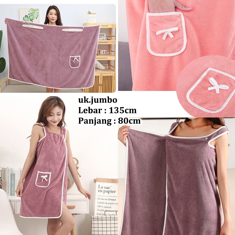 Jual Baju Handuk Mandi Wearable Towel Jubah Mandi Wanita Dewasa Kimono ...