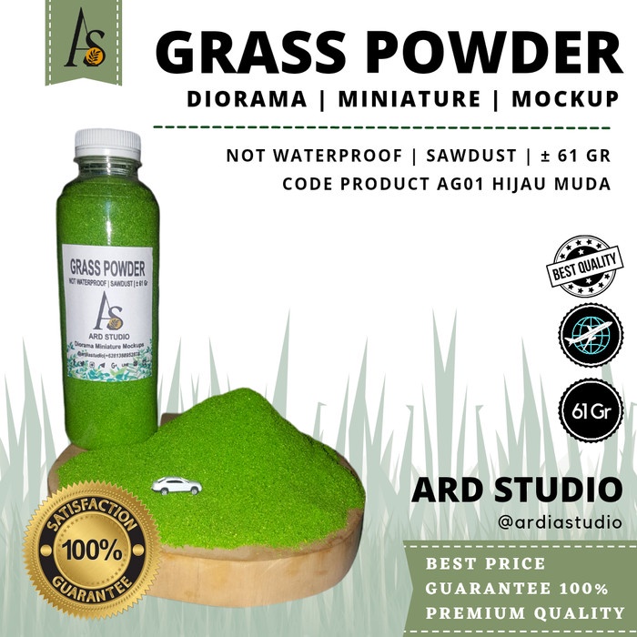 Jual Serbuk rumput hijau muda 2 ( bahan maket, diorama, miniatur ...