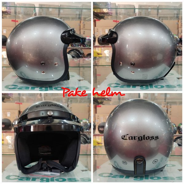 Jual Helm Cargloss Cf Retro Silver Metallic Carglos Half Face | Shopee ...