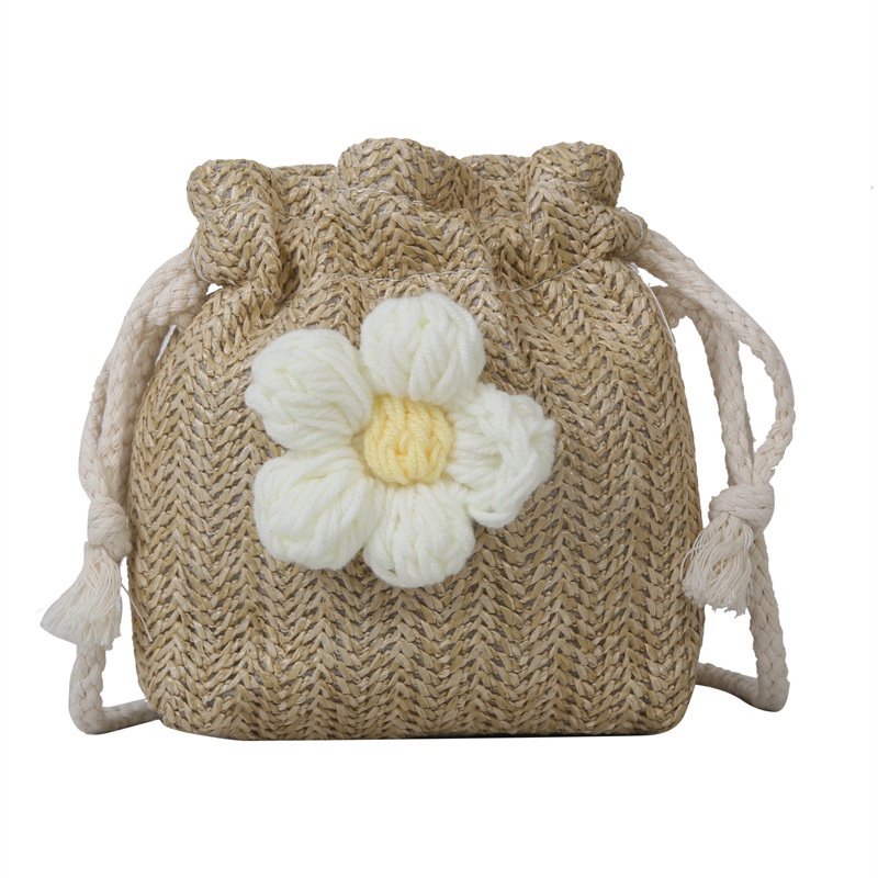 Jual BAO029 Tas Selempang Bucket Serut Bahan Anyaman Bunga Matahari/Tas ...