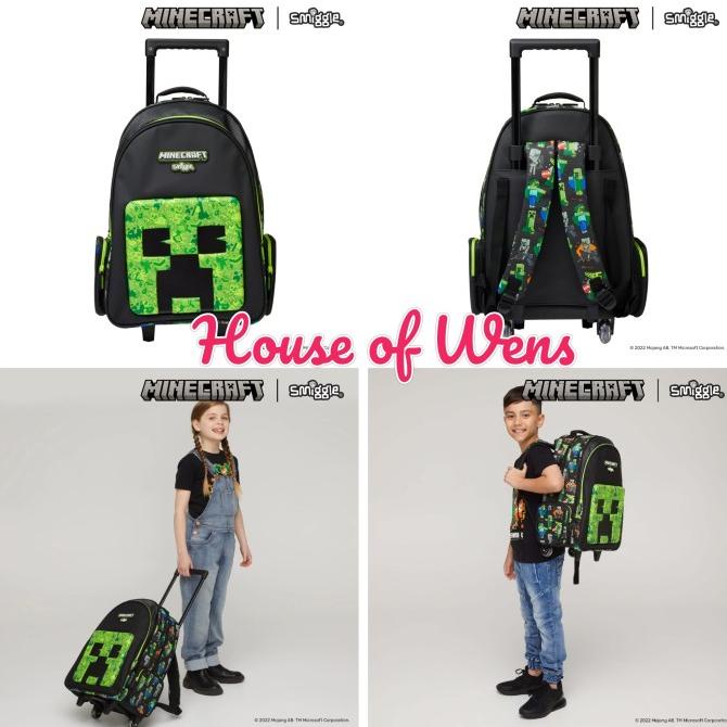 Jual SMIGGLE MINECRAFT TROLLEY BACKPACK WITH LIGHT UP WHEEL ORIGINAL ...