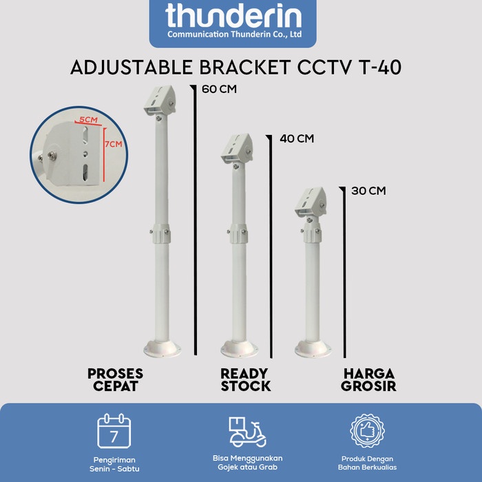 Jual Terlaris Adjustable Bracket T Tiang Cctv Outdoor, Panjang 30 Cm ...