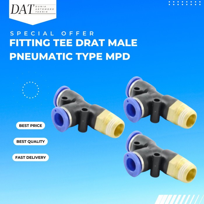 Jual MPD 06-01 Fitting Tee Drat Samping Slip Lock Selang 6mm Drat 1/8 ...