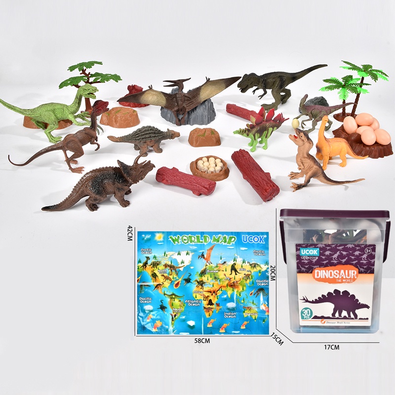 Jual Mainan Dinosaurus 12Pcs Set dengan Peta Mainan Dino Model Edukasi ...