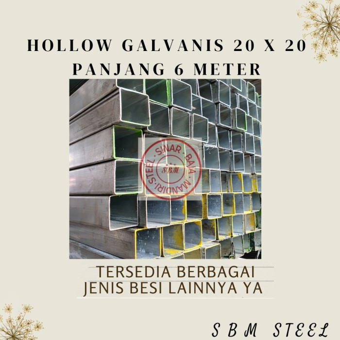Jual Besi HOLLOW GALVANIL 20x20 tebal 1mm FULL panjang 6 M | Shopee ...