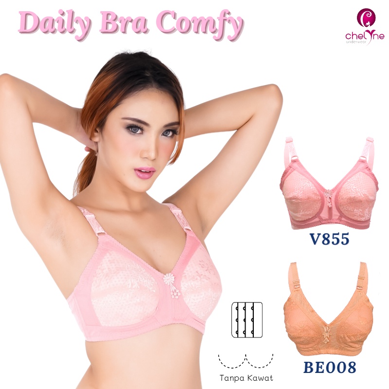 Jual Chelyne BH Busa Tipis Harian Tanpa Kawat V855 Bahan Tile / BE008 Bahan Mesh - Big Size Bra ...