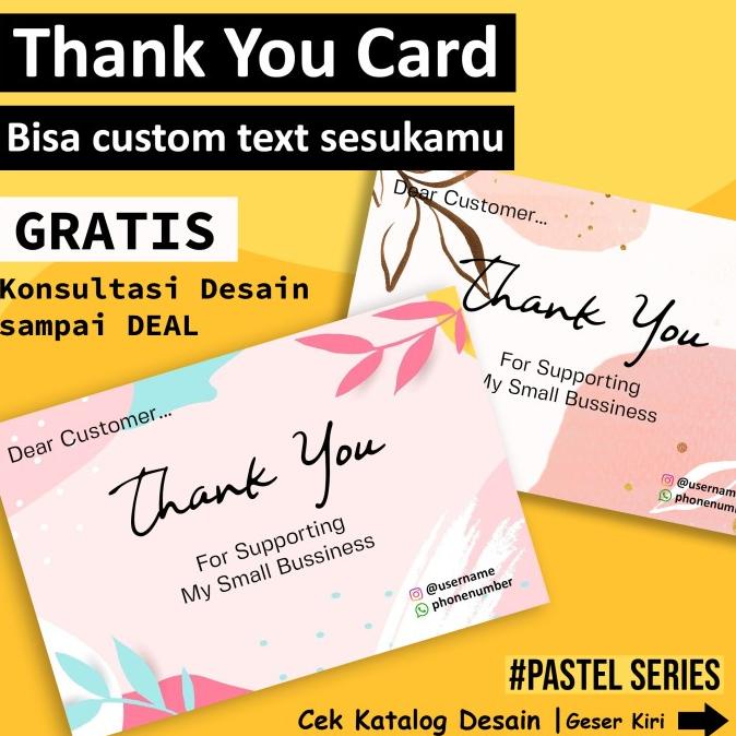 Jual Thank You Card Custom, Thanks Card, Kartu Ucapan Terima Kasih - 01 | Shopee Indonesia