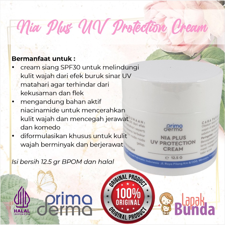 Jual PRIMADERMA NIA PLUS UV PROTECTION CREAM WARNA PUTIH DAN P1 ...