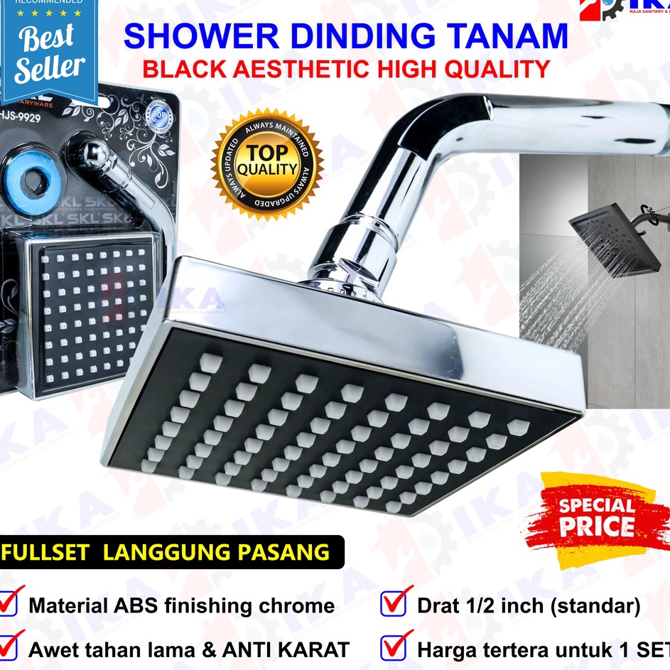 Jual ☆HYb Homeneeds Kepala Shower Mandi Bentuk Kotak Hitam / Head ...