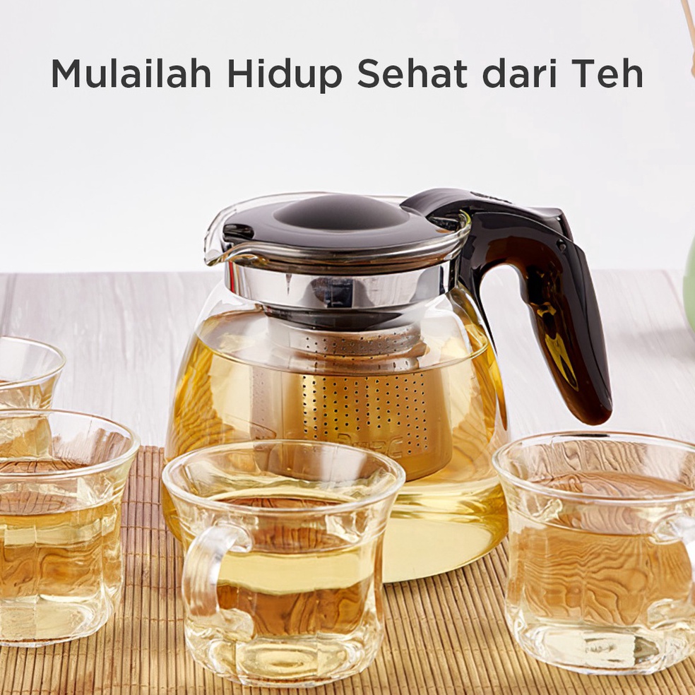 Jual [PROMO KPL2] Miniso Teko Teh Gelas Teapot Saringan Kaca 700ML ...