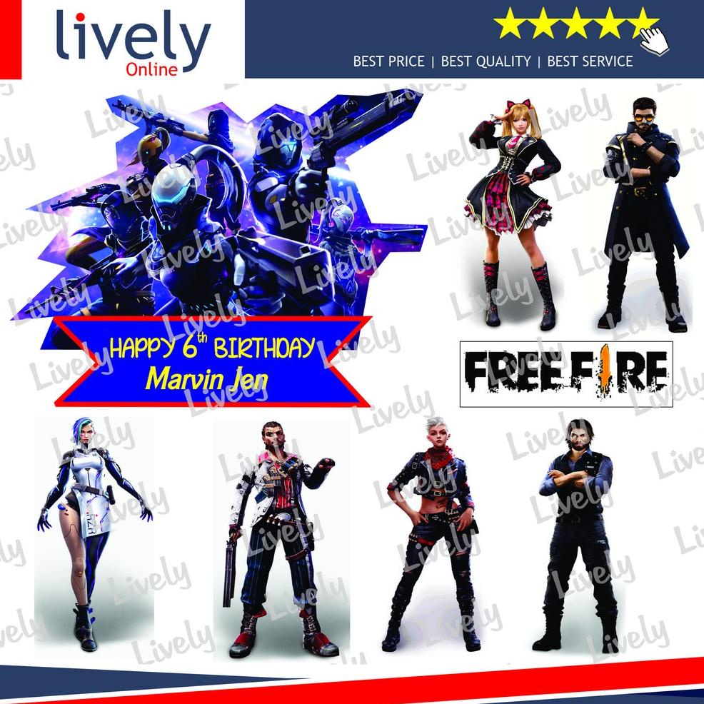 Jual Custom Nama Cake Topper Karakter Free Fire 01 Hiasan Kue Hbd Happy ...
