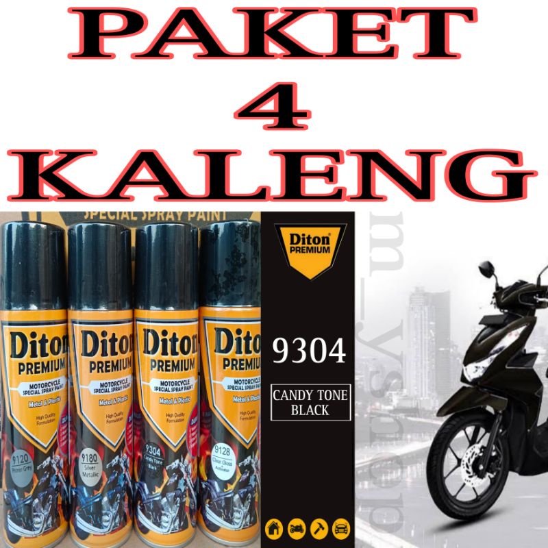 Jual PAKET 4 KALENG pilok pilox cat diton premium CANDYTONE BLACK 9304 ...