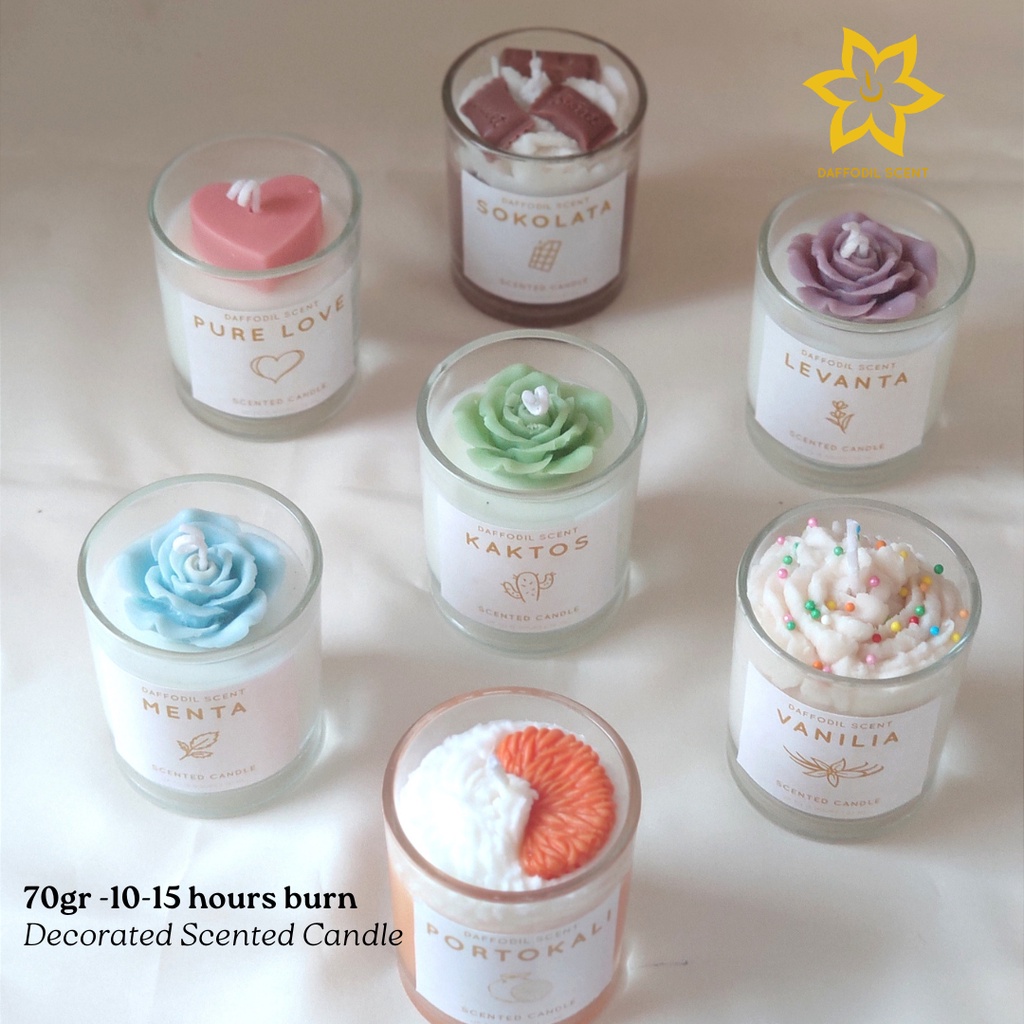 Jual Decorated Scented Soy Candle 70gr - Lilin Aromaterapi - Lilin ...