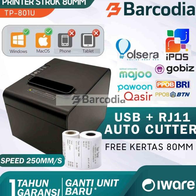 Jual Printer Kasir Thermal 80Mm Auto Cutter Iware Tp-801 Koneksi Usb Original | Shopee Indonesia
