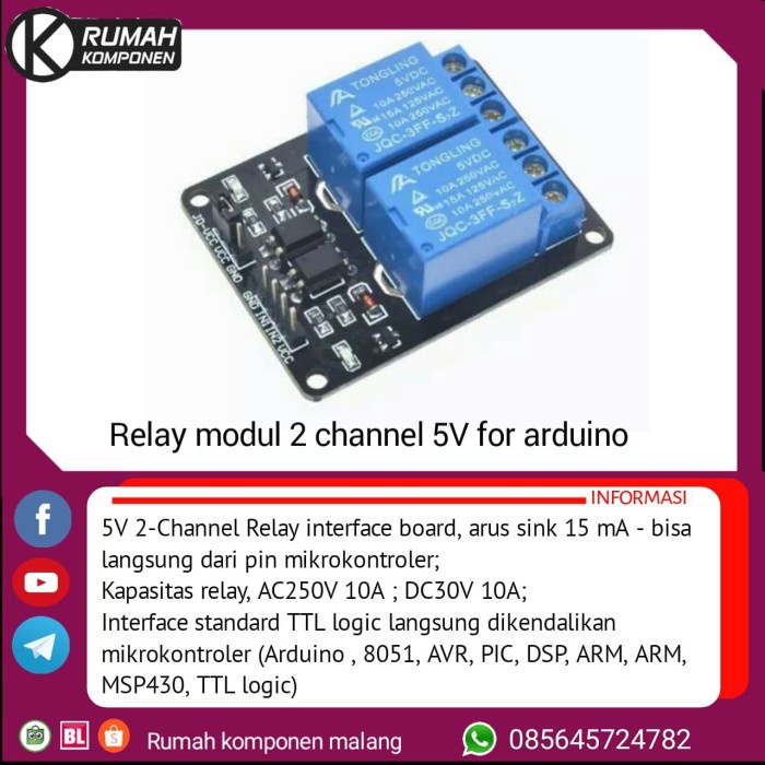 Jual Relay module 2 channel 5V for arduino modul top brand | Shopee ...