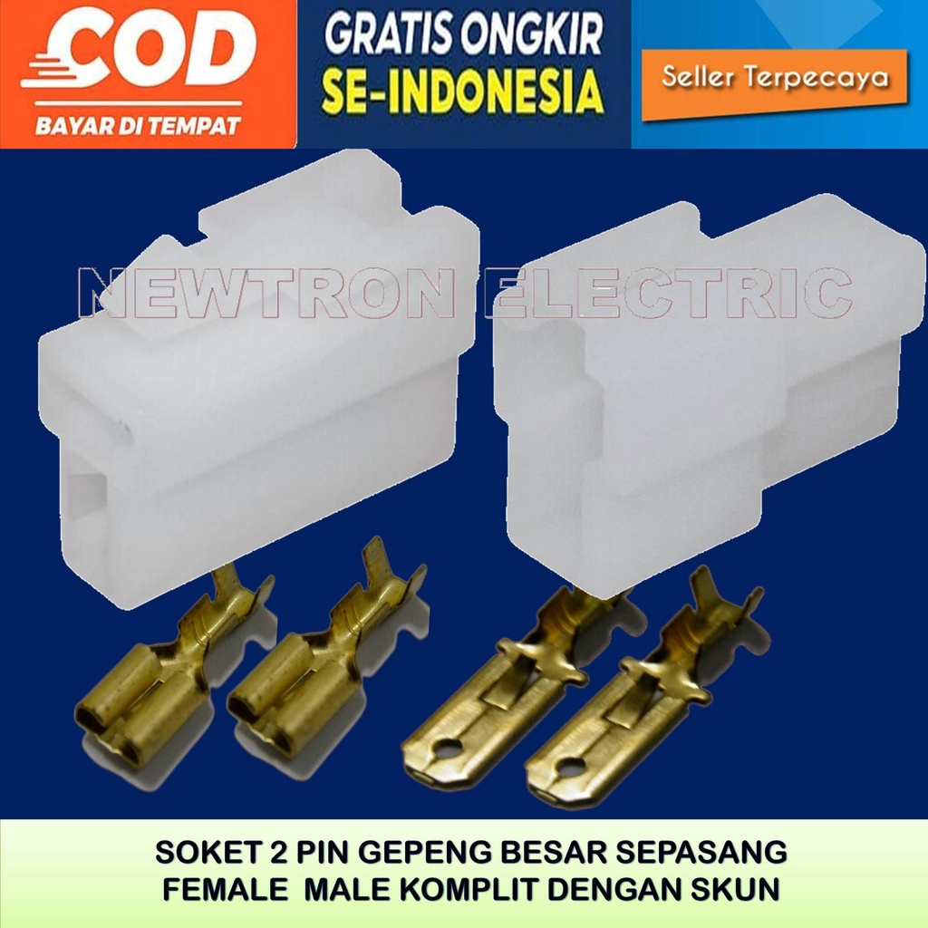 Jual SOKET SOCKET KONEKTOR KABEL 2 PIN BESAR MALE FEMALE SOKET MOTOR ...