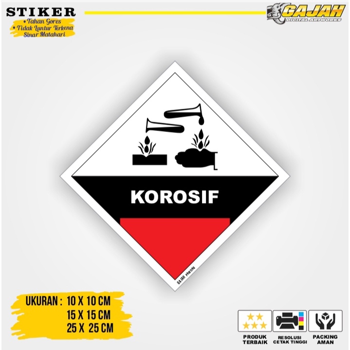 Jual Stiker Simbol Label K3 Limbah B3 Hazmat Korosif | Shopee Indonesia