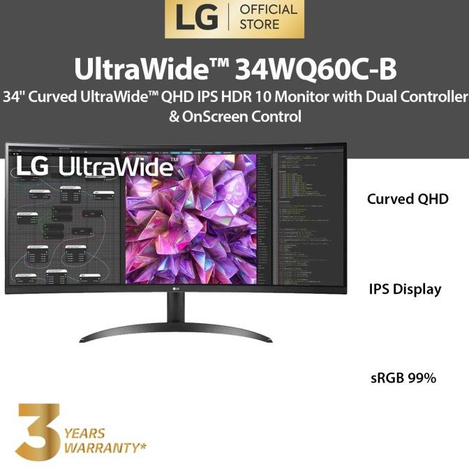 Jual Lg Ultrawide 34Wq60C-B 34" Curved Qhd Ips Display Hdr10 Srgb 99% ...