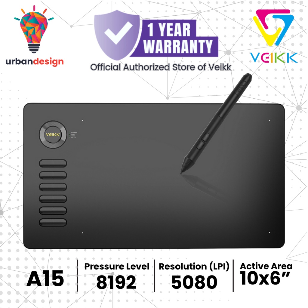 Jual Veikk A15 Digital Graphic Drawing Pen Tablet 10X6 inch | Shopee ...