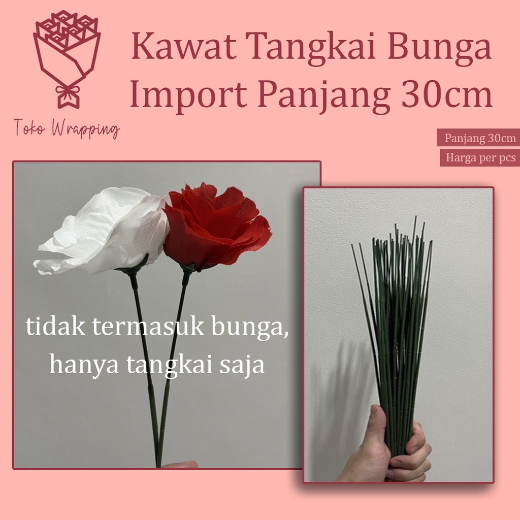 Jual Tangkai Bunga Kawat Import Panjang 30cm [Tebal 2mm] untuk Bunga ...