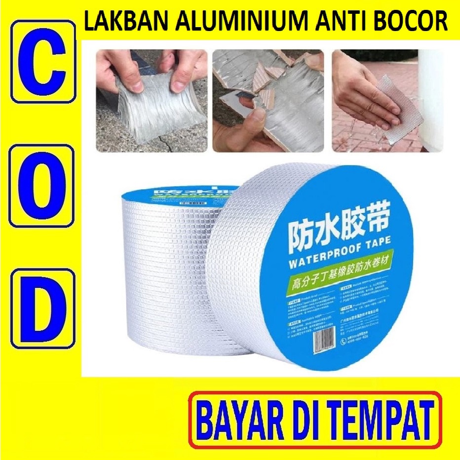 Jual 5M LAKBAN ALUMINIUM WATERPROOF Anti Bocor Waterproof Alumunium Foil Tape Butyl Super ...