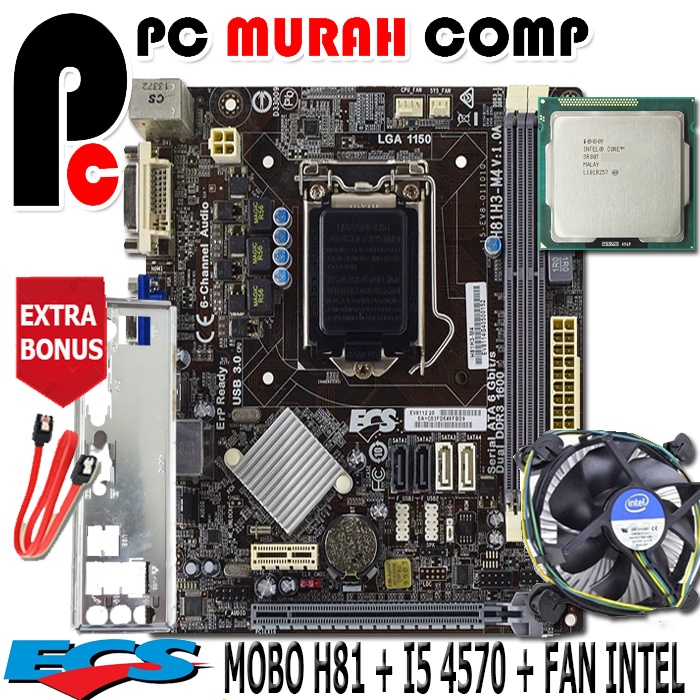 Jual Motherboard Soket 1150 H81 ECS dengan Processor Intel i5 4570 | Shopee Indonesia