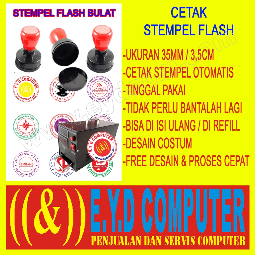 Jual CETAK STEMPEL FLASH 35MM BULAT FREE DESAIN COSTUM CAP SETEMPEL OTOMATIS PRINT STAMP WARNA ...