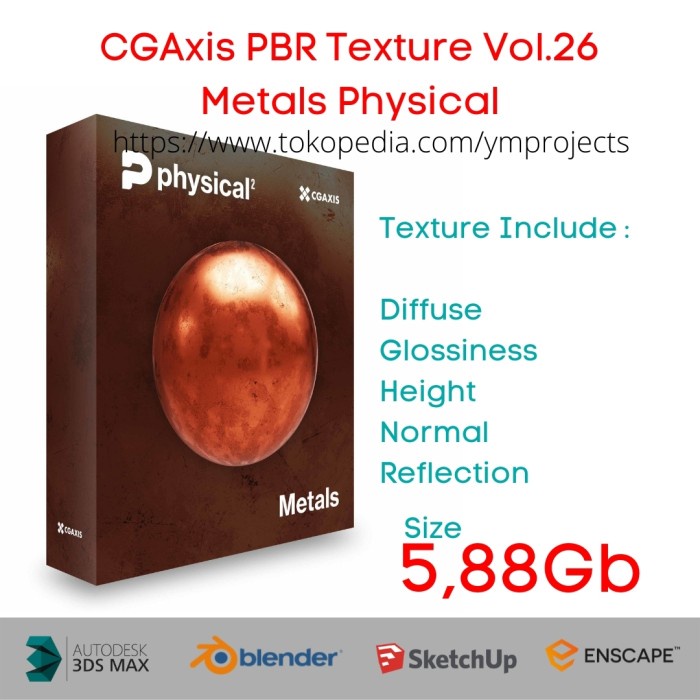 Jual 3D ASSET LIBRARY - TEXTURE CGAxis PBR v26 - Metals (5,88gb ...