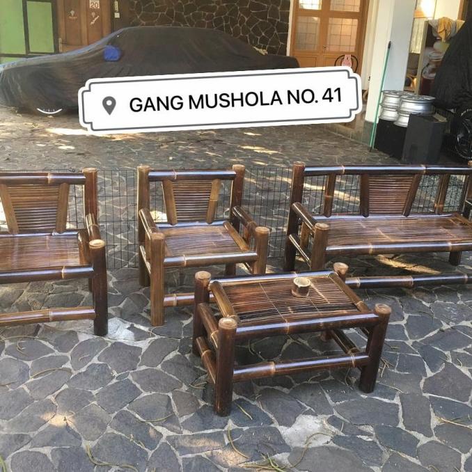 Jual Kursi Bambu + Meja Bambu Kering Teras Rumah | Shopee Indonesia