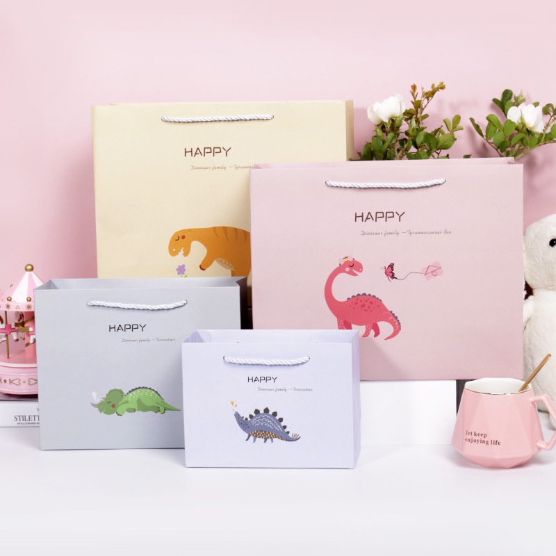 Jual Paper Bag Anak Souvenir Kantong Kertas Aesthetic Kartun Lucu Dino ...