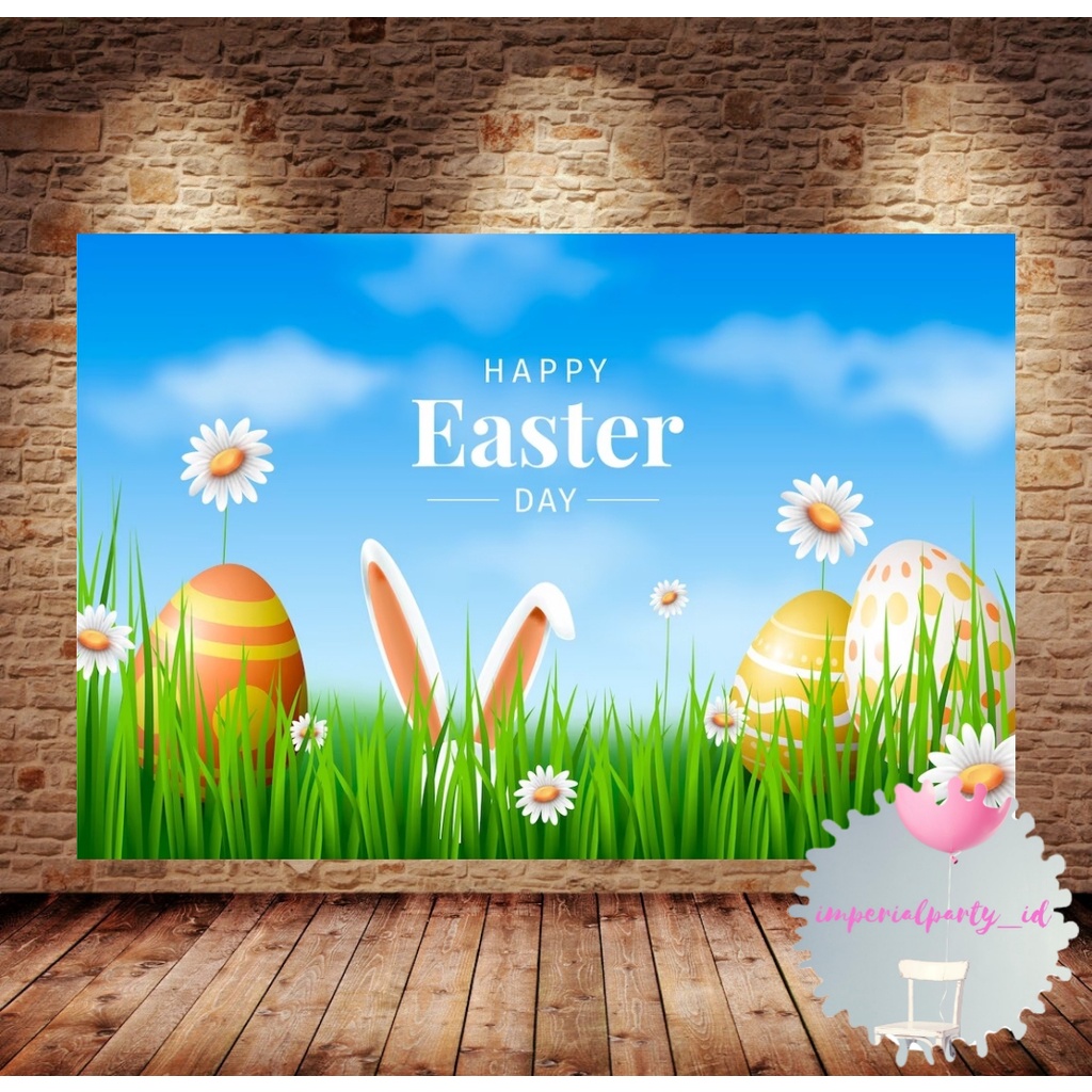 Jual Custom Backdrop Banner Spanduk Happy Easter Paskah Rabbit Egg ...