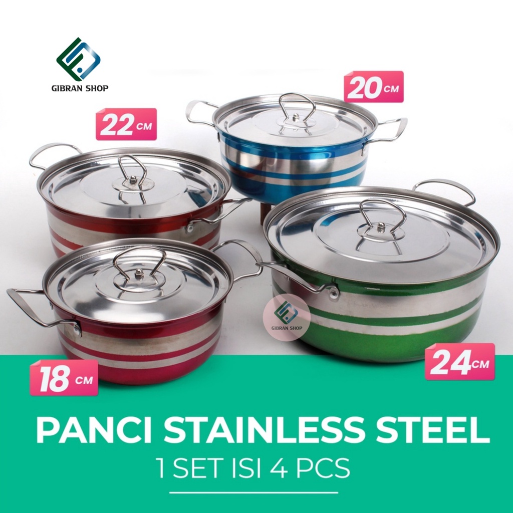 Jual Panci Set 4 Warna Cookware Set 4 Warna Stainless Steel | Shopee ...