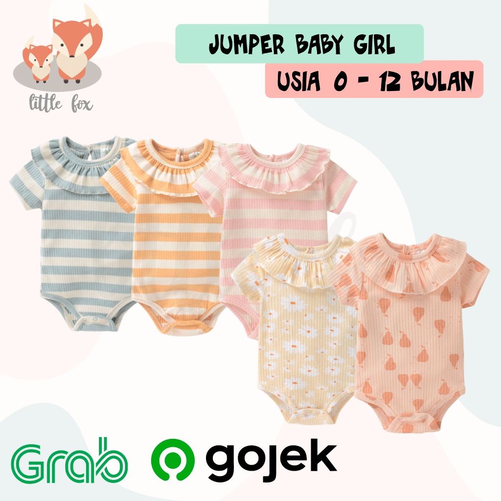 Jual BAJU JUMPER RUFFLE BABY GIRL KATUN / ROMPER BAYI PEREMPUAN 1 TAHUN ...
