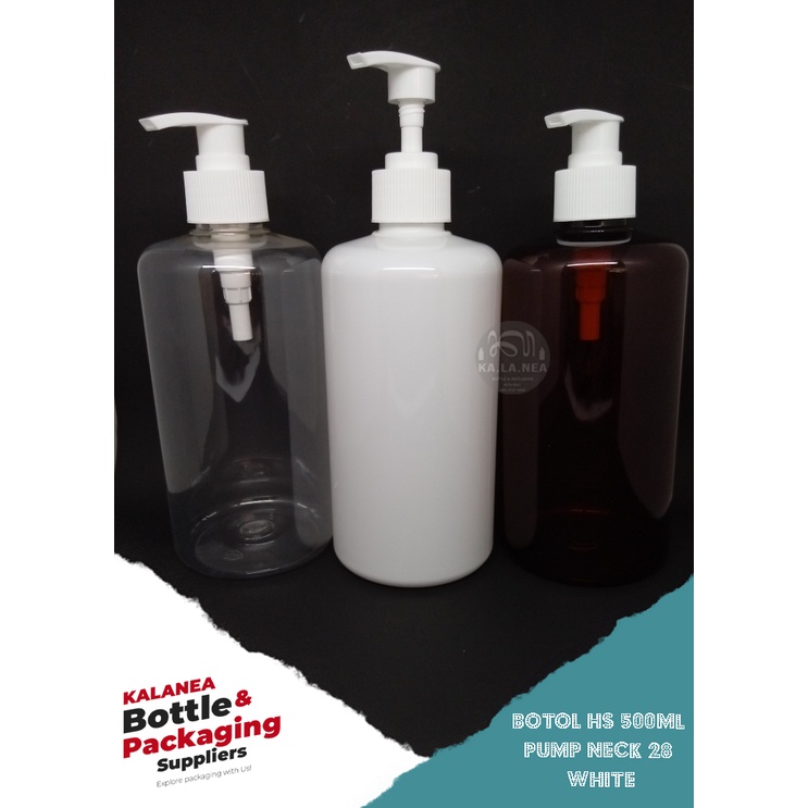 Jual Botol Plastik PET BR 500ml Neck 28 Pump Lotion Putih / Botol 500ML ...