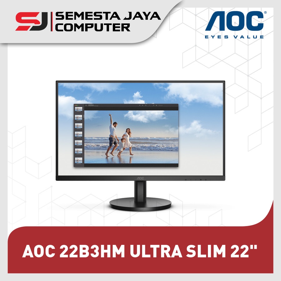 Jual Monitor AOC 22B3HM Ultra Slim LED VA FHD 75Hz 22 Inch | Shopee Indonesia